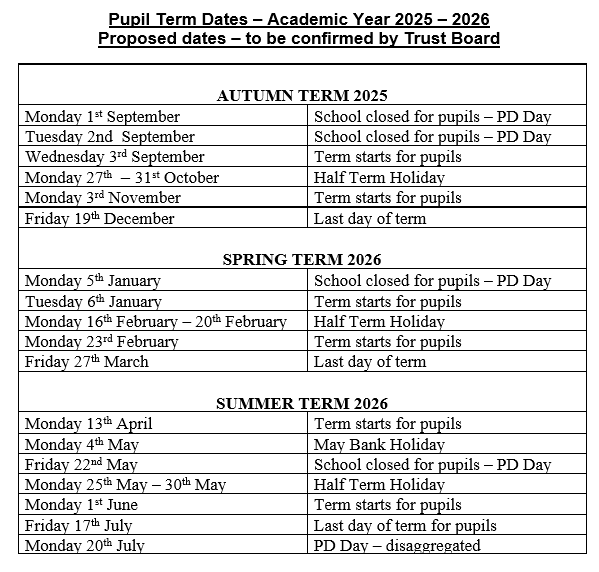 Broke Hall Primary School - Term Dates